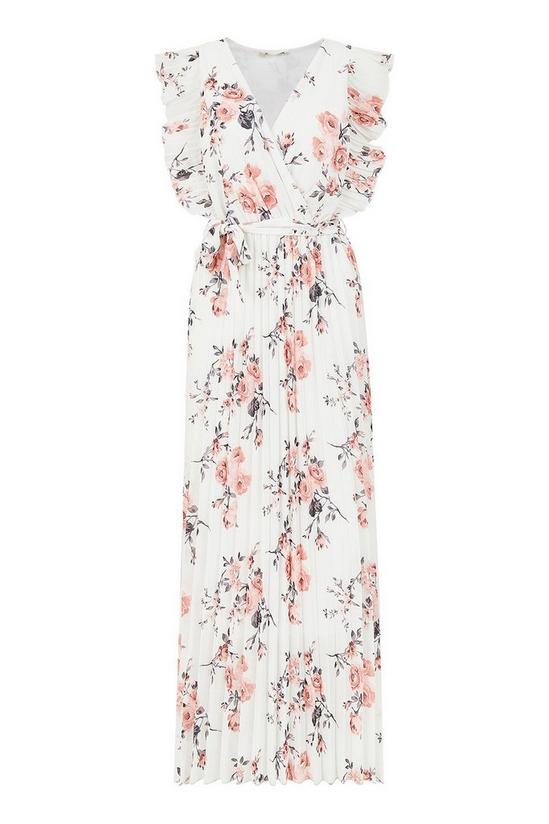 Dresses White Floral Frill Sleeve Maxi Dress Yumi